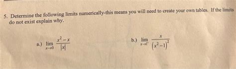 Solved Determine The Following Limits Numerically This Chegg