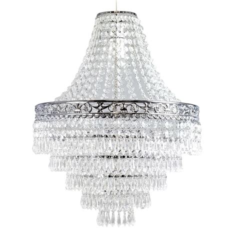 Blenheim 대형 아크릴 샹들리에 그늘막 47cm 이지 핏 펜던트 물방울 램프 그늘 전구 없음 라이트 코드 키트 없음