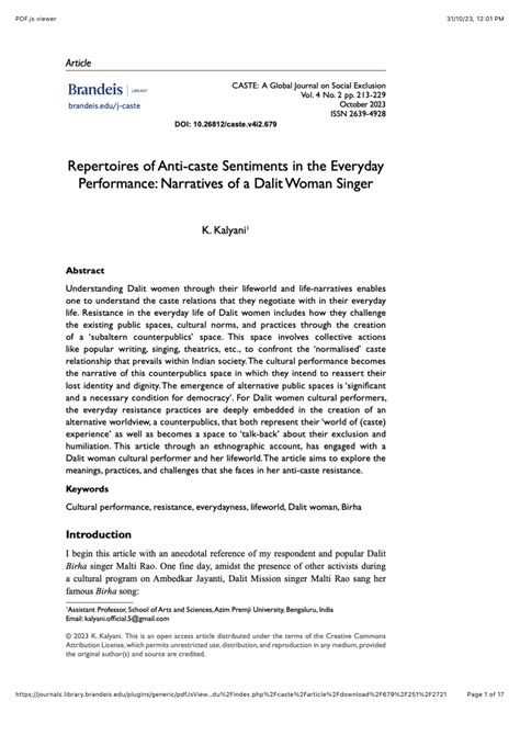 Pdf Repertoires Of Anti Caste Sentiments In The Everyday Performance