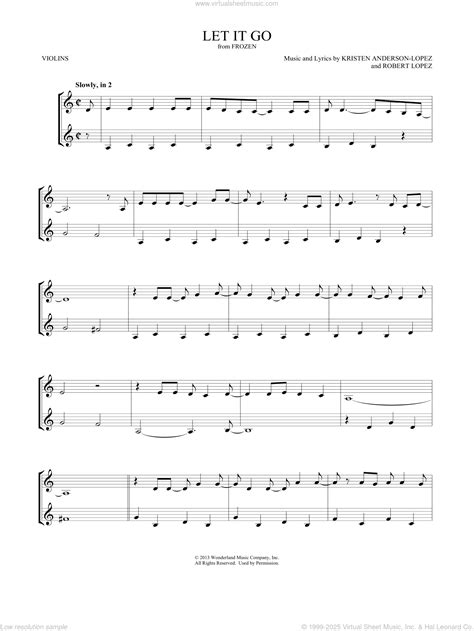 Frozen Let It Go Sheet Music Violin
