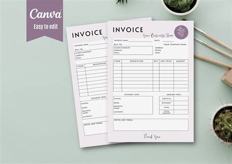 Invoice Template For Small Business Editable Custom Order Form