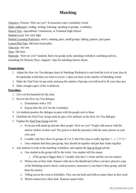 Matching English ESL Worksheets Pdf Doc