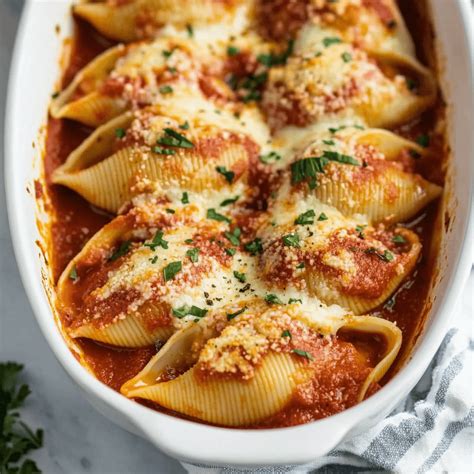 Stuffed Shells Large Pasta Shells Filled With Ricotta Cheese And Baked