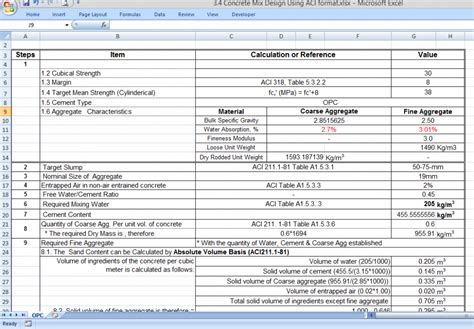 Concrete Mix Design In Excel Editable Files