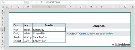 Excel CONCAT Function 10 Examples PART I Wikitekkee