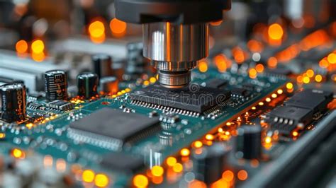 Automated Manufacturing Soldering And Assembly Pcb Board Stock Image Image Of Artificial