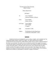 Physics Lab Report 7 Rotational Inertia The Pennsylvania State University Beaver Campus