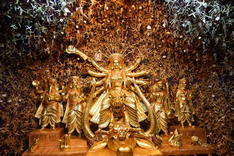 Download Golden Durga Devi Statue Wallpaper