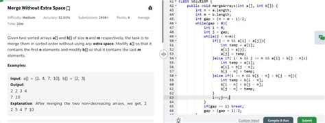 Day27 160daysofcode Lakshmancodes Mergearrays Gapmethod