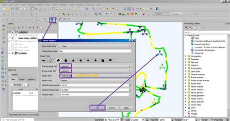 Create Sectors With Given Azimuths Of One Point In Qgis And Show Tabs Info Following Each