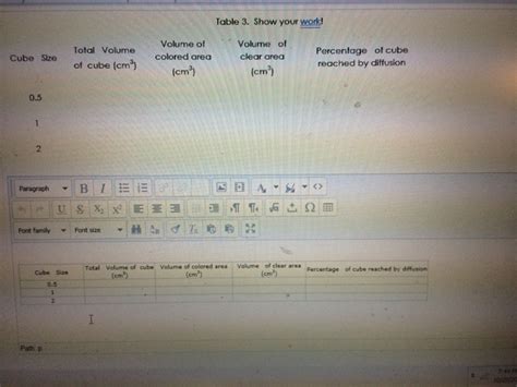 Solved Show Your Work Cube Size Total Volume Of Cube Chegg