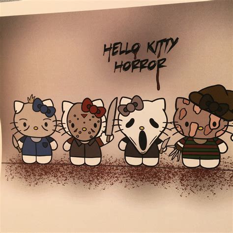 Hello Kitty Horror Art Print Scary Wall Decor Freddy Etsy