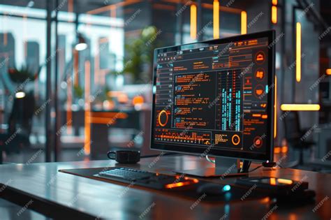 A Computer Screen Displaying Encrypted Data Transmission With A Closeup On The Code And