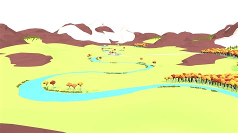 3d 3d Cartoon Valley Landscape Terrain Model Turbosquid 1783236