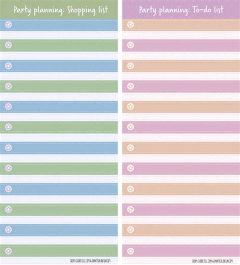 Party Shopping List Template