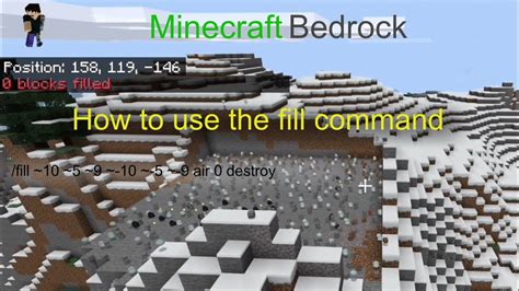 Minecraft Bedrock How To Use The Fill Command Youtube
