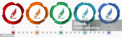 연필 그리기 개념 벡터 아이콘 세트 5 가지 색상 옵션의 현대 디자인 추상 웹 버튼 인포 그래픽 템플릿 개념에 대한 스톡 벡터 아트 및 기타 이미지 Istock