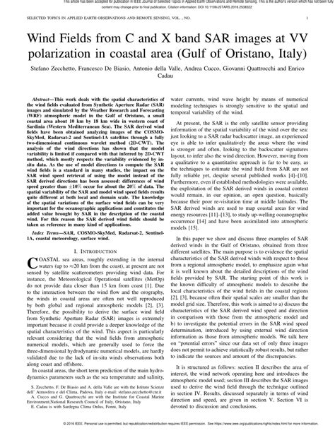 Pdf Wind Fields From C And X Band Sar Images At Vv Polarization In