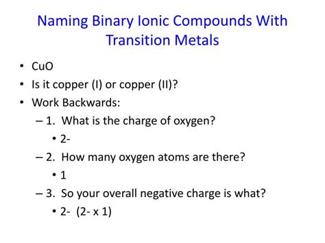 Ppt Writing Formulas For Binary Ionic Compounds Powerpoint