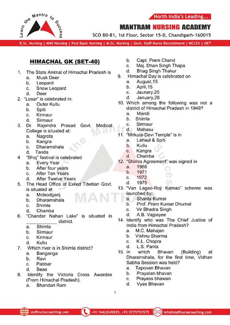 Important Questions Of Himachal GK For Upcoming HPPSC Nursing Commission Exam Staff Nurse