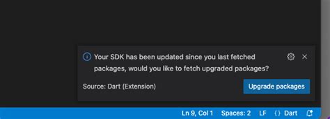 Prompt To Run Pub Upgrade Upon Opening A Package If The Sdk Versions Has Changed Issue
