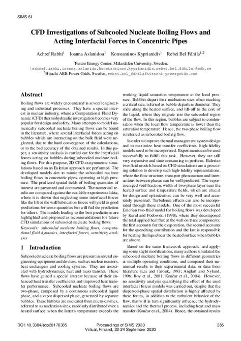 Pdf Cfd Investigations Of Subcooled Nucleate Boiling Flows And Acting Interfacial Forces In