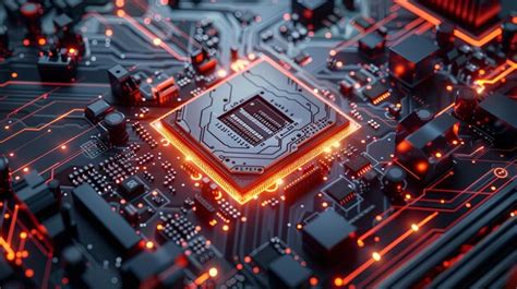 A Closeup Image Of A Modern Microprocessor On A Motherboard Surrounded By Intricate Digital Data