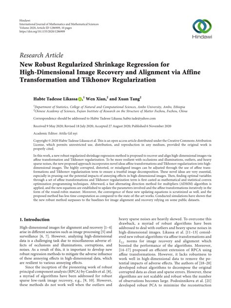Pdf New Robust Regularized Shrinkage Regression For High Dimensional