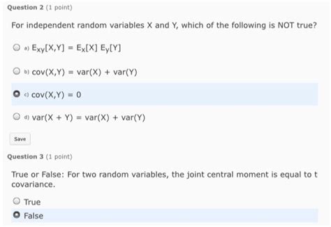 solved for independent random variables x and y which of