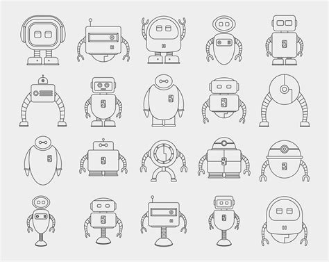 Cute Robot Outline Set 20297142 Vector Art At Vecteezy
