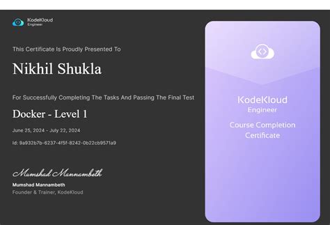 Nikhil Shukla On Linkedin Im Happy To Share That Ive Obtained A New Certification Kodekloud…