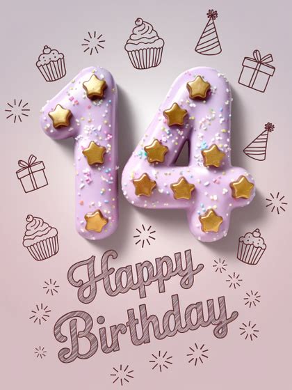 Free Download 3d Rendered Chocolate Number 14 Happy Birthday Cake Design