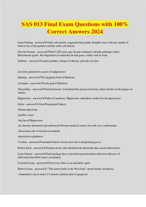 Sas 013 Final Exam Questions With 100 Correct Answers 2024 Sas 13 Stuvia Us
