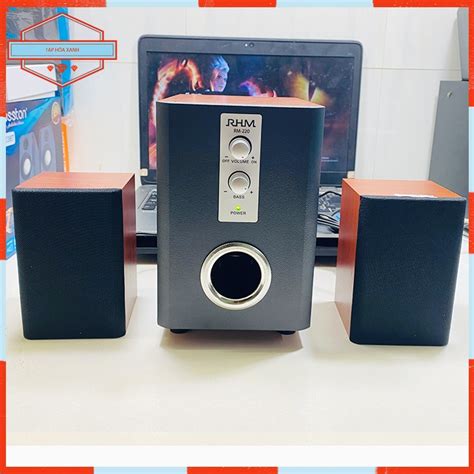 Loa Máy Vi Tính Laptop Để Bàn Có Dây 2 1 RHM RM 220 Loa Pc Nghe Nhạc Gỗ Gaming Chính Hãng