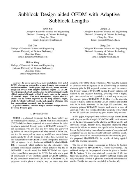 pdf subblock design aided ofdm with adaptive subblock lengths