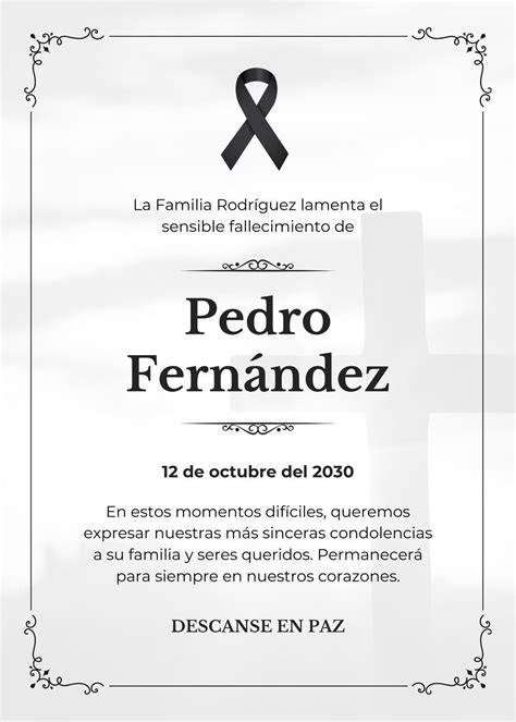 Plantillas Tarjetas De Condolencias Condolencias Notas De Duelo