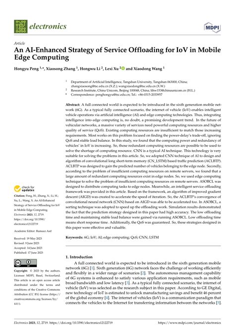 pdf an ai enhanced strategy of service offloading for iov in mobile edge computing