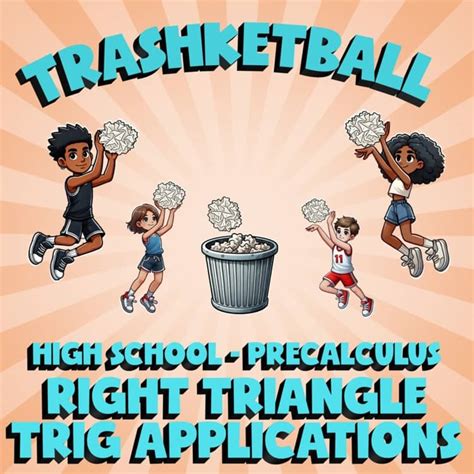 Right Triangle Trig Applications Trashketball Math Game No Prep