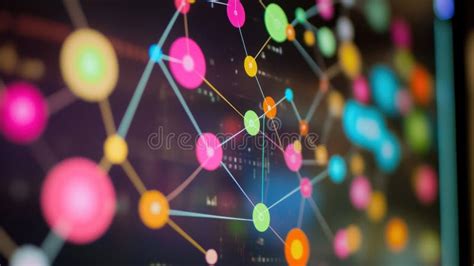 Network Connecting Colorful Dots Representing Data Flow On Computer