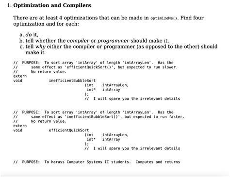 Solved 1 Optimization And Compilers There Are At Least 4