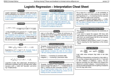 Logistic Regression Cheat Sheet Pdf P Value Logistic Regression