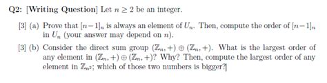 Solved Let N ≥ 2 Be An Integer A Prove That N−1 N Is