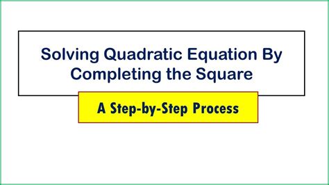 Completing The Square YouTube