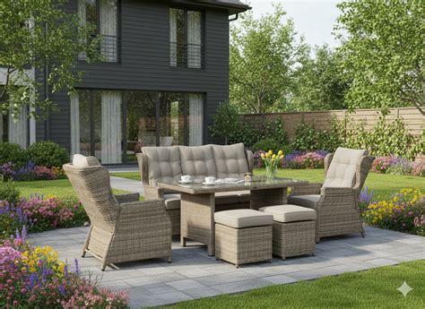Zestaw Mebli Ogrodowych Aluminiowych Rattanowych Sofa StÓŁ 2