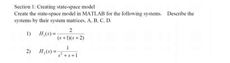 solved section 1 creating state space model create the