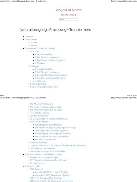 Vinijas Notes Natural Language Processing Transformers Pdf