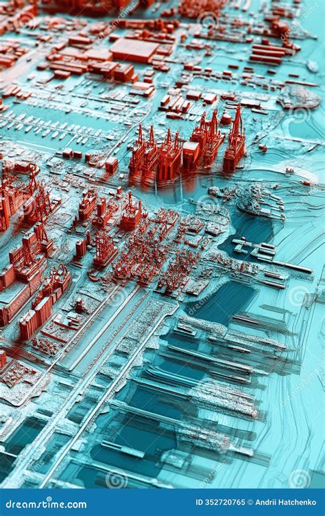 3d Lidar Gis Map Of An Urban Coastal Area Featuring Elevation Docks And
