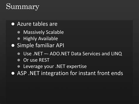 Ppt Windows Azure Tables Programming Cloud Table Storage Powerpoint