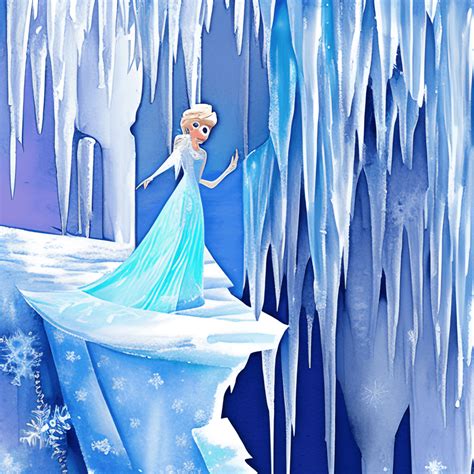 Frozen Elsa Standing On Stairs Ice Castle · Creative Fabrica