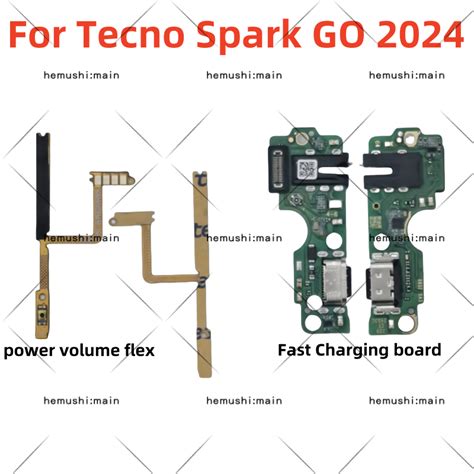 For Tecno Spark Go 2024 Bg6 Power Volume Flex Button Switch Usb Charger Charging Port Board